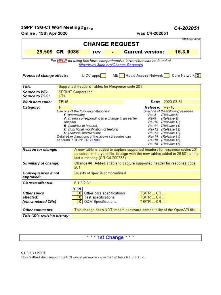 C4-202379 Was C4-202051 Supported Headers Tables 201 | PDF | Hypertext Transfer Protocol ...