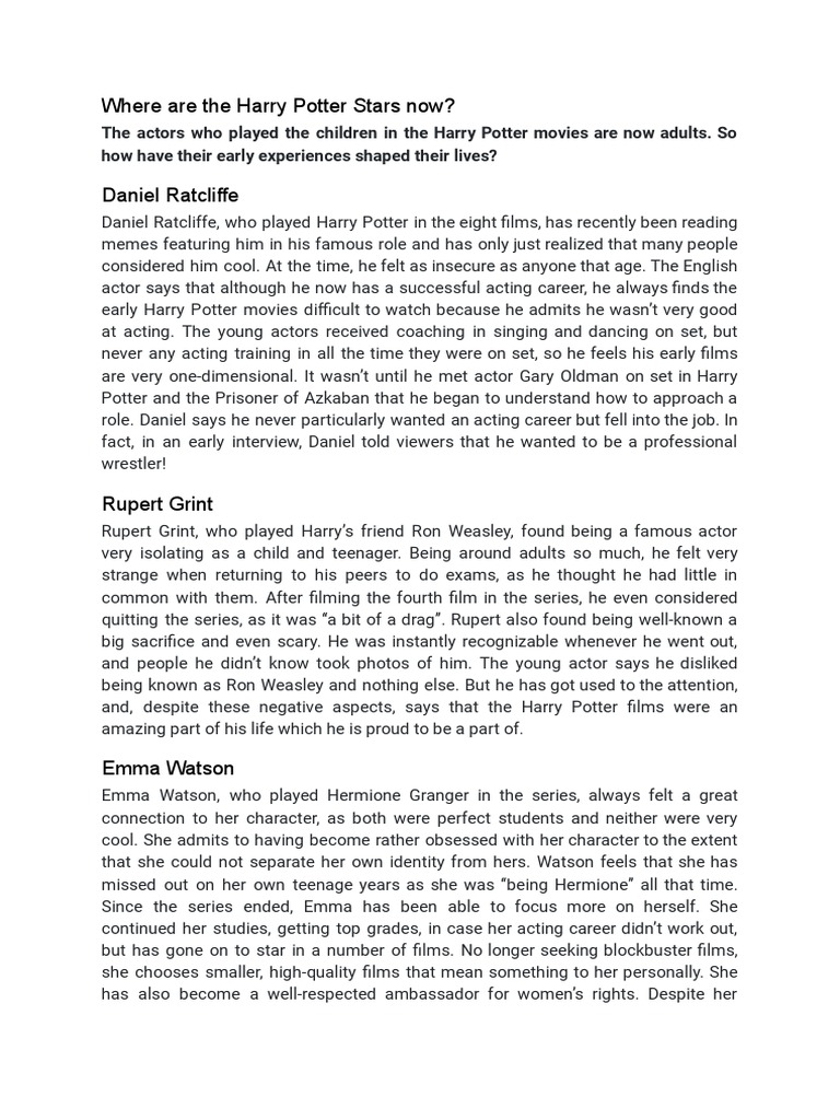 B1 Reading Intermediate 2 | PDF | Harry Potter