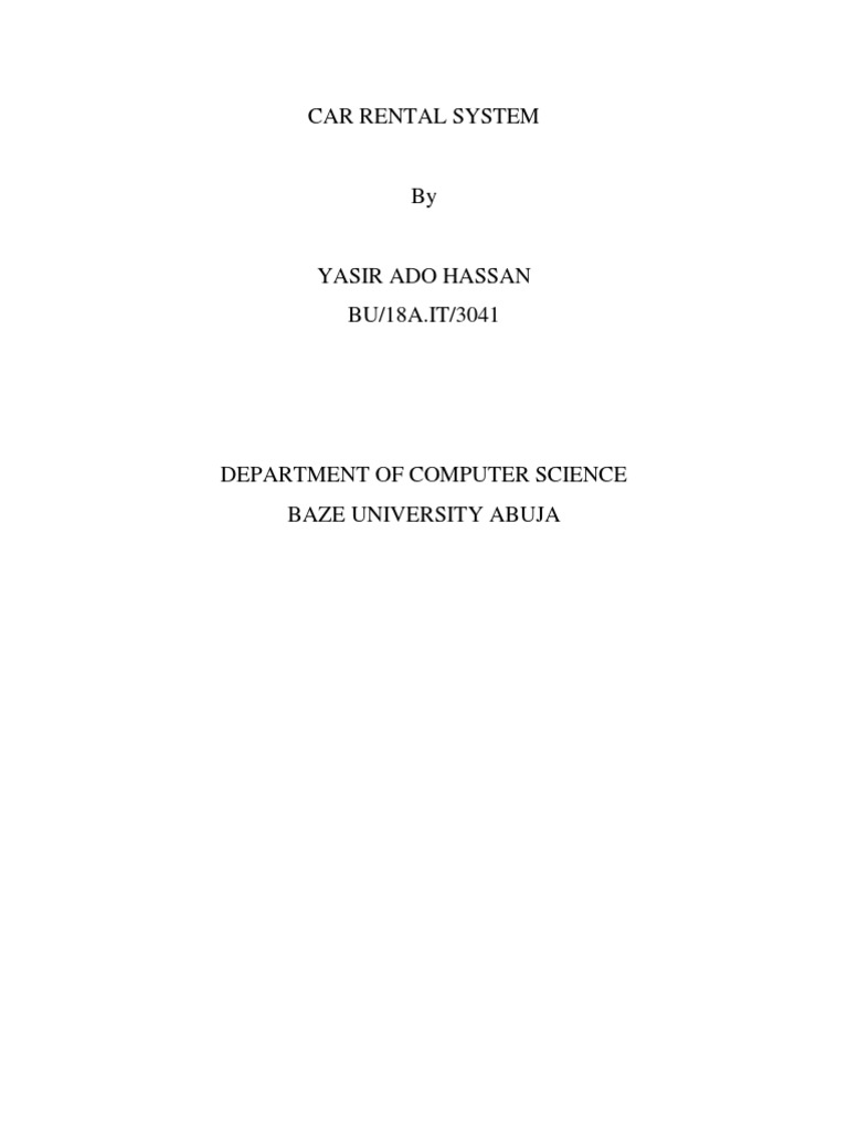 Car Rental System | PDF | Computing | Business