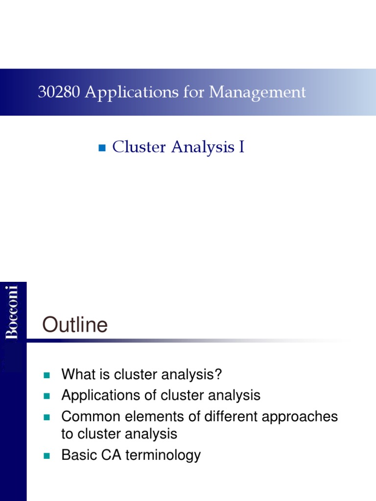 Applications For Management: Cluster Analysis I | PDF | Cluster ...