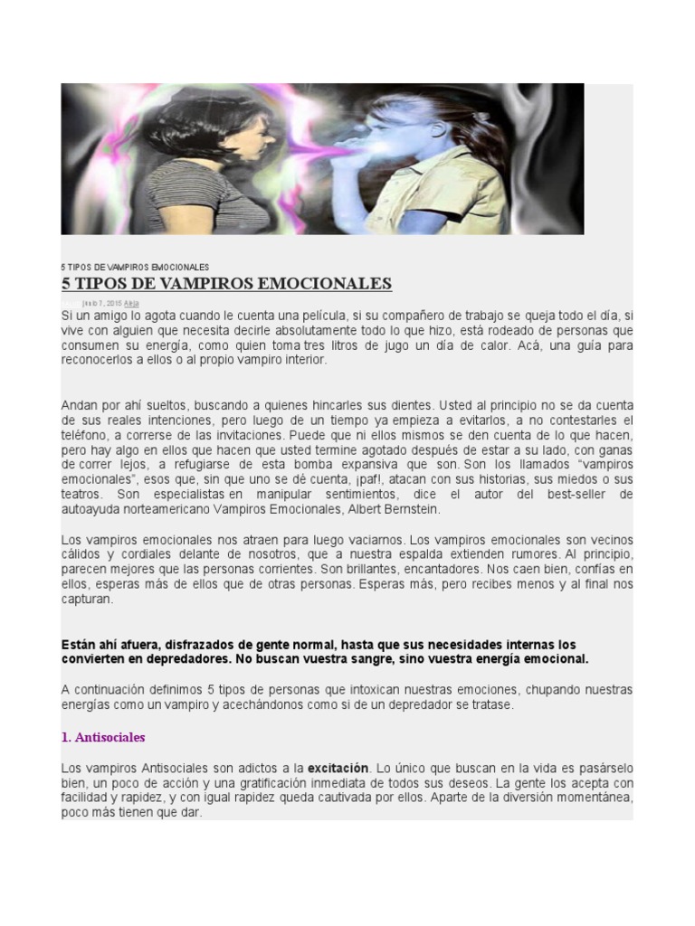 5 Tipos de Vampiros Emocionales | PDF | Vampiros | Amor