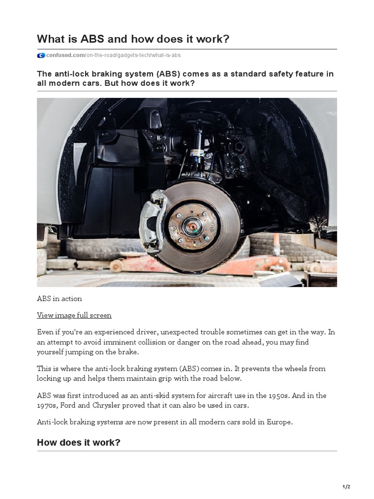 What Is ABS and How Does It Work | PDF | Anti Lock Braking System ...