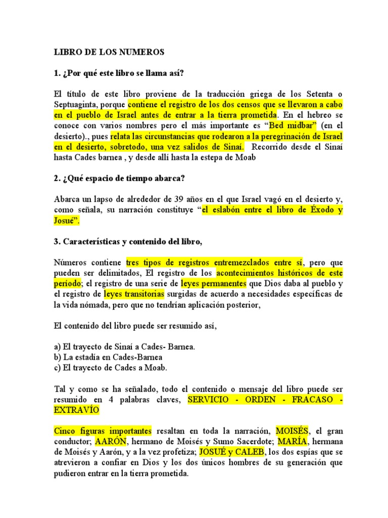 Análisis del Libro de Números en la Biblia | PDF | Moisés | Libro de ...