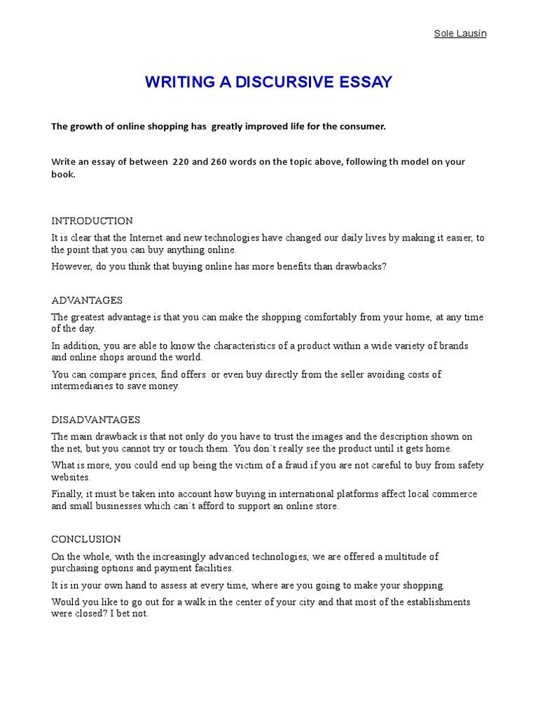 Discursive - Essay (A Balanced Argument) Shopping Online | PDF