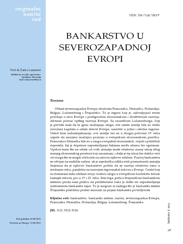 Bankarstvo Severozapadne Evrope | PDF