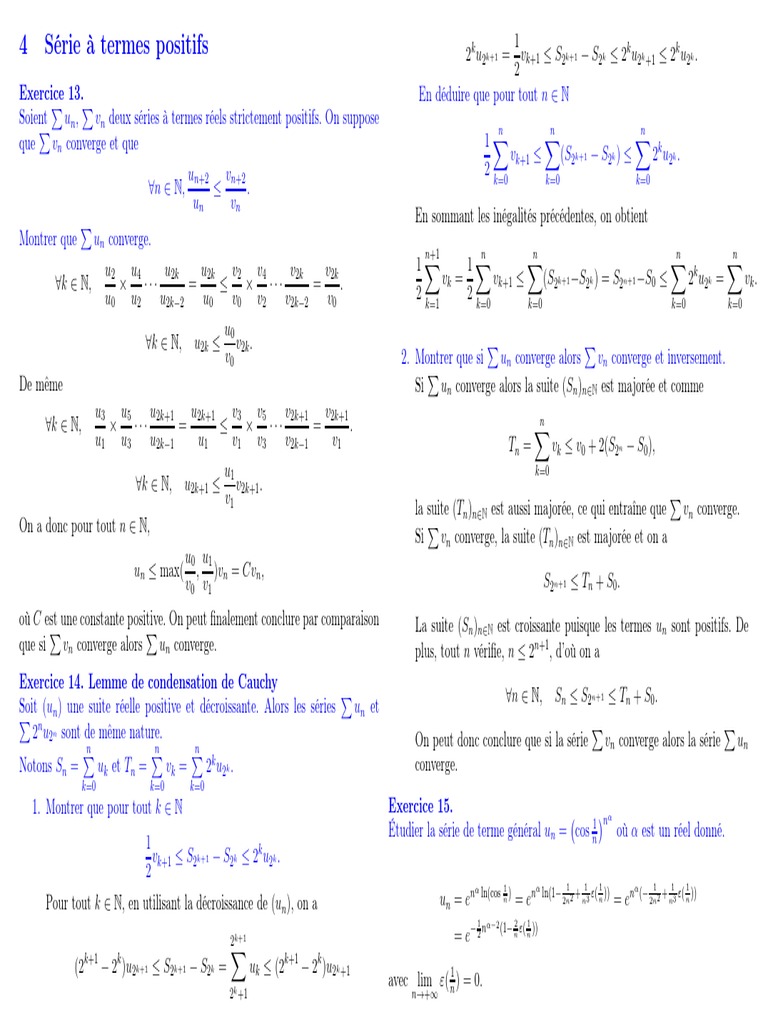 Exo Supplement A I Rest D 2 Correction | PDF | Série (mathématiques ...