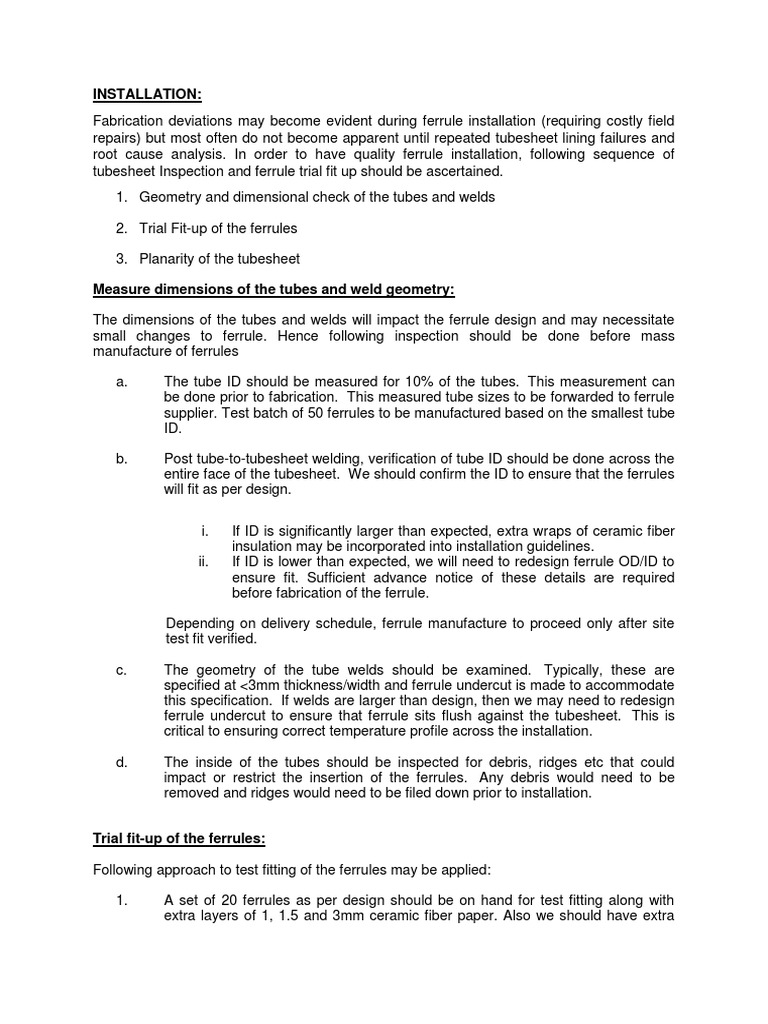 Ferrule Design and Installation | PDF | Pipe (Fluid Conveyance ...