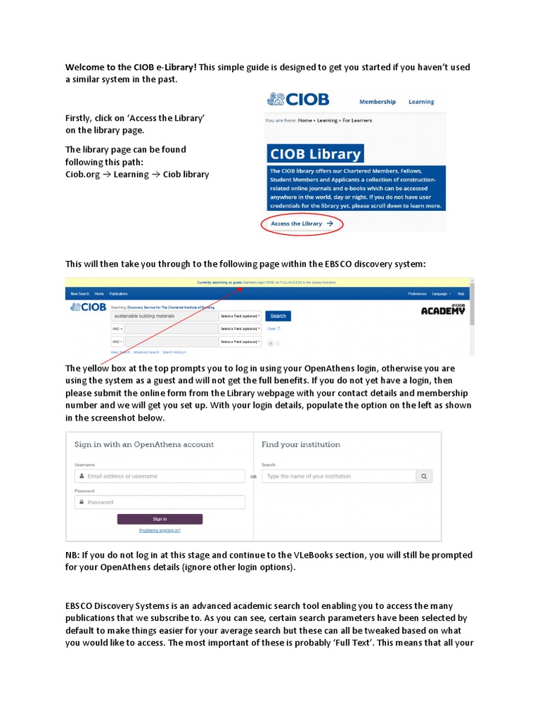 CIOB Library Guide | PDF | Books | Libraries
