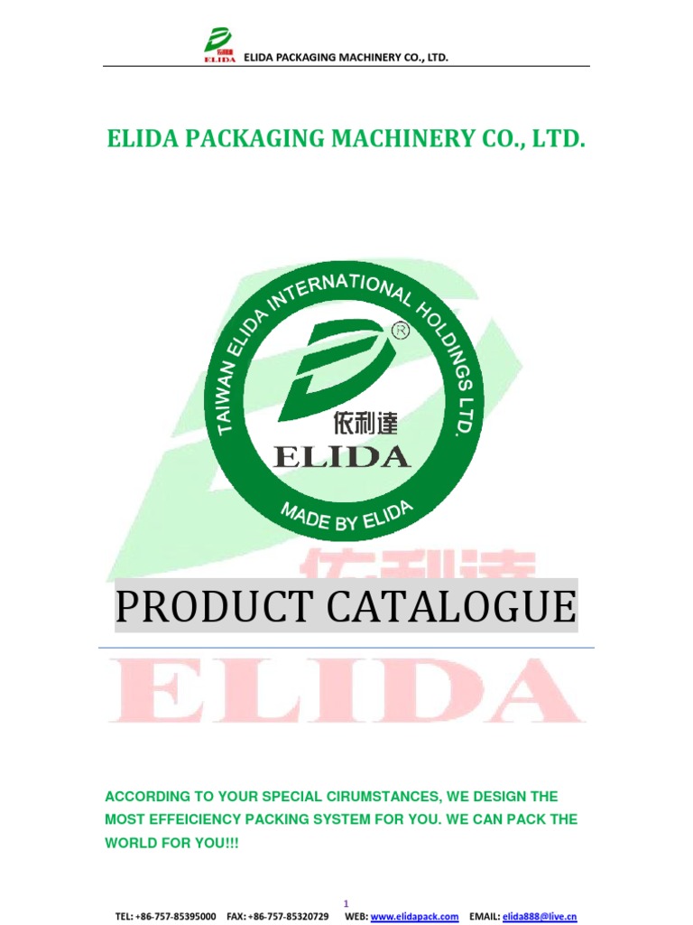 ELIDA Products Catalogue | PDF | Packaging And Labeling | Belt (Mechanical)