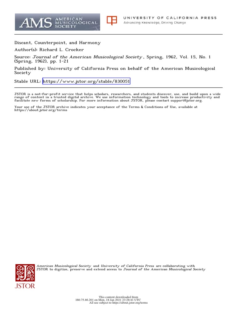 Discant, Counterpoint, and Harmony | PDF | Harmony | Interval (Music)