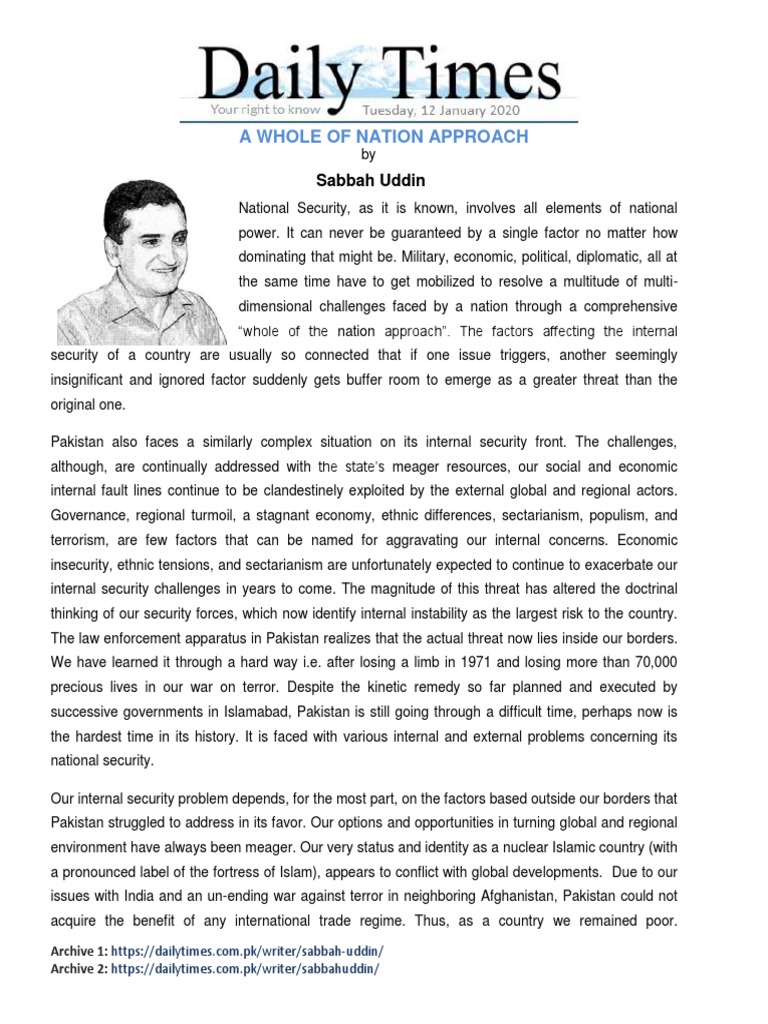 A Whole of Nation Approach by Sabbah Uddin | PDF | Pakistan | Sectarianism