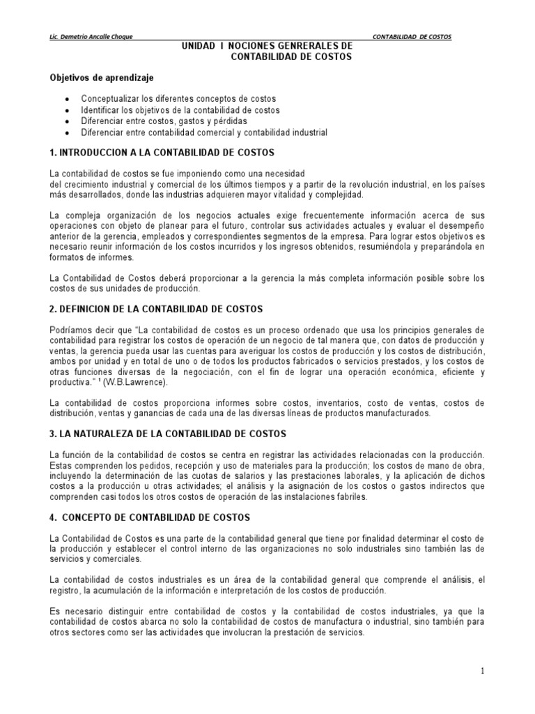 Libro de Costos 1 | PDF | Contabilidad de costos | Costo