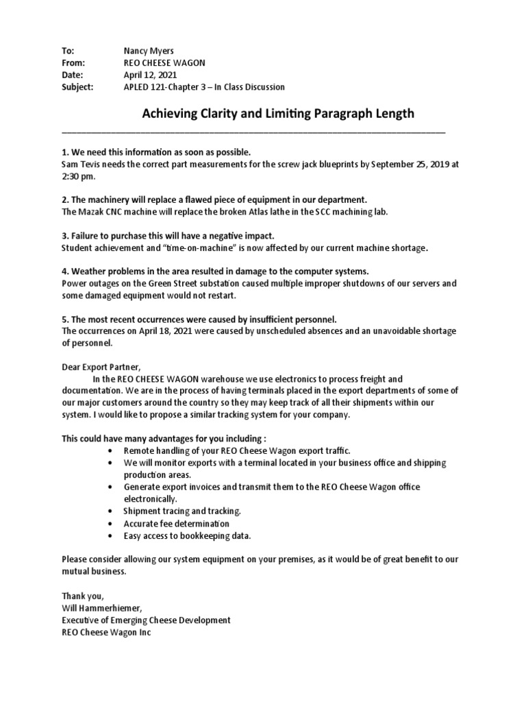 Achieving Clarity and Limiting Paragraph Length | PDF