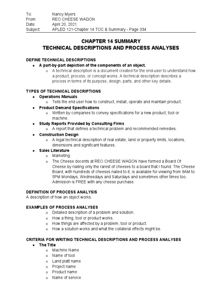 Chapter 14 Summary Edit | Download Free PDF | Specification (Technical Standard) | Communication