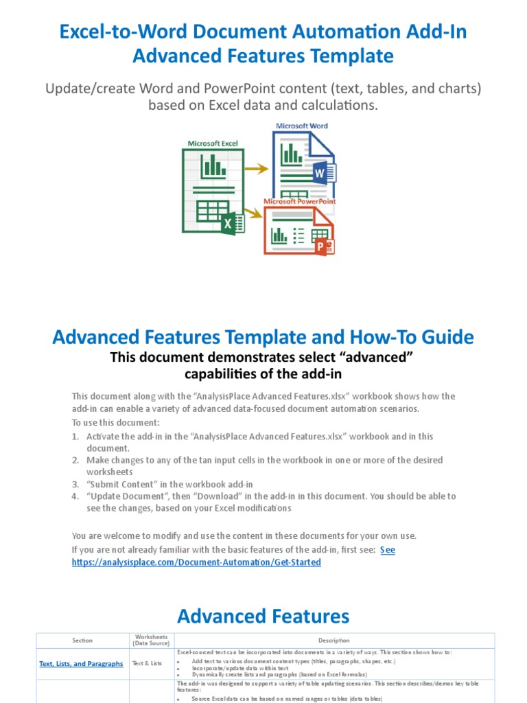 AnalysisPlace Advanced Features | PDF | Microsoft Excel | Microsoft ...