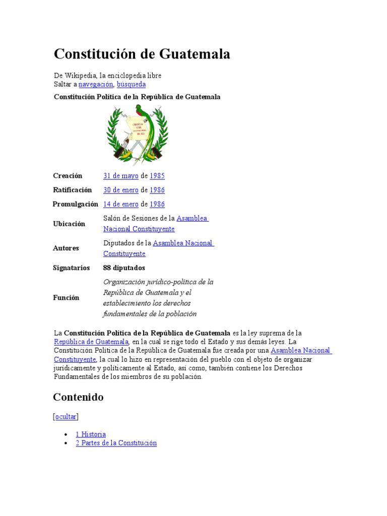 Constitución de Guatemala y Su Historia | PDF | Ciencias Políticas ...
