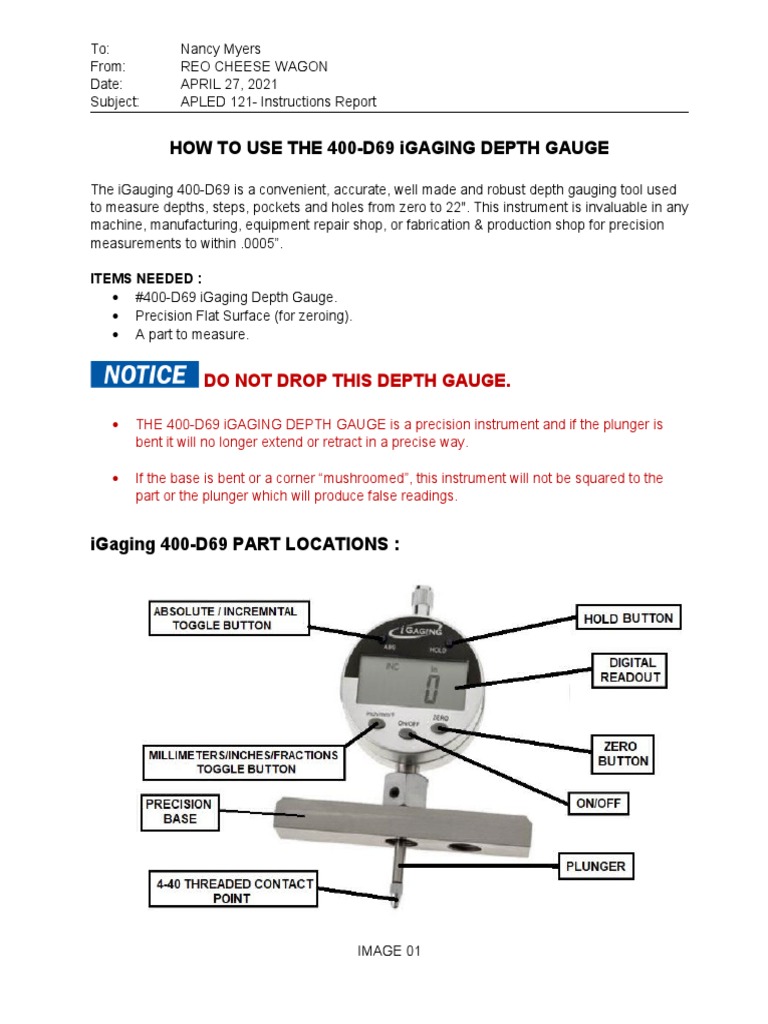 Fowler Instructions Report Edit | PDF | Tools | Equipment