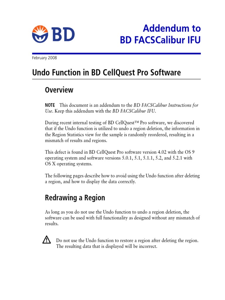Addendum BD FACSCalibur IFU | PDF | Statistics | Software