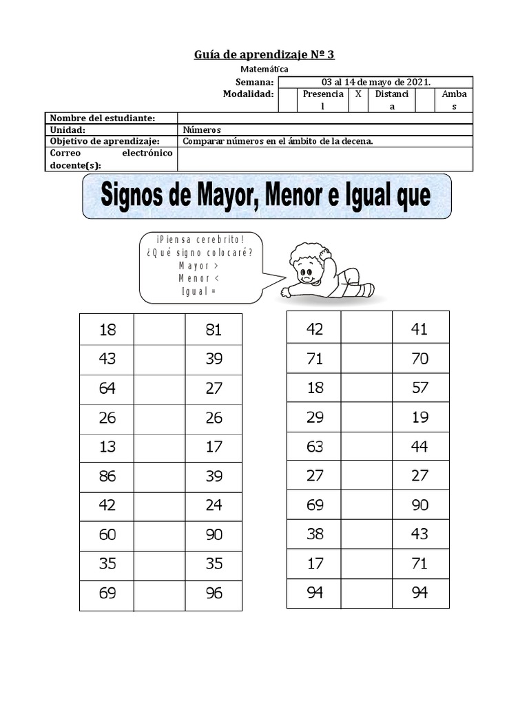 Signos de comparación en matemáticas | PDF | Crecimiento personal y ...