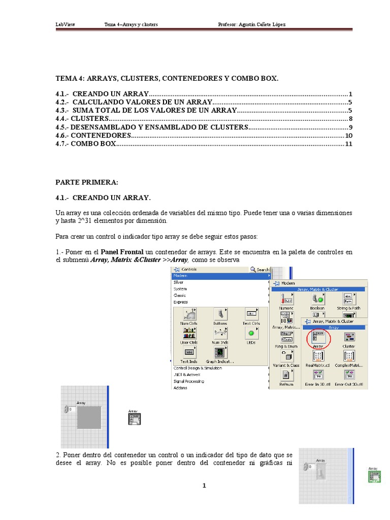 Tema 4 Arrays | PDF | Estructura de datos de matriz | Grupo de computadoras