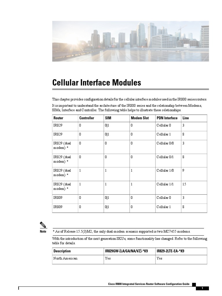 Cellular Interface Modules: Line PDN Interface Modem Slot SIM ...