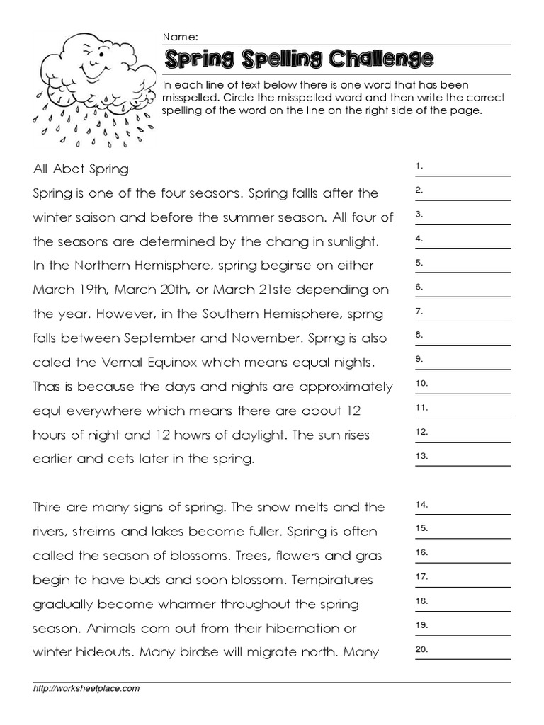 Spring-Spelling-Challenge 1 | PDF | Spring (Season) | Seasons