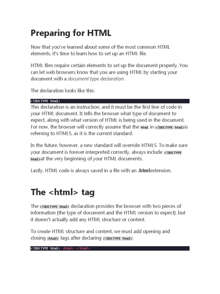 Preparing For HTML | PDF | Hyperlink | Html Element