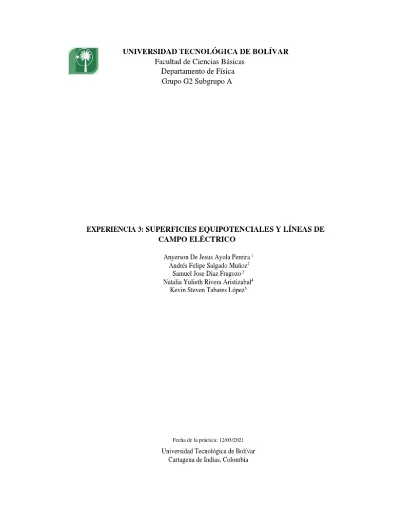 Informe 3 Física Electricidad Y Magnetismo Pdf Campo Eléctrico