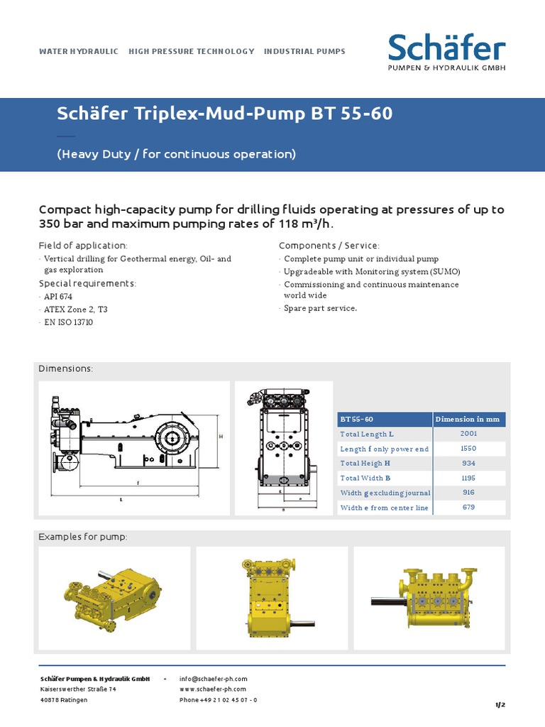 Schäfer Triplex-Mud-Pump BT 55-60: (Heavy Duty / For Continuous ...