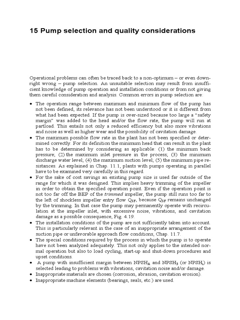 Pump Selection And Quality Considerations Pdf Pump Liquids