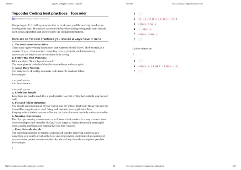 Topcoder Coding Best Practices - Topcoder | PDF | Systems Engineering ...