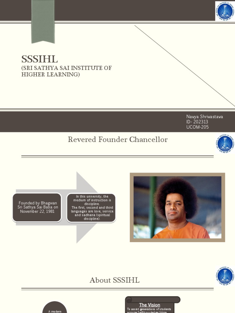 Sssihl: (Sri Sathya Sai Institute of Higher Learning) | PDF | Master's ...