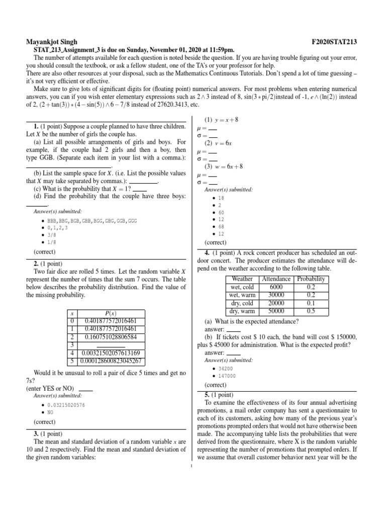 F2020STAT213.30119825.STAT 213 Assignment 3 | PDF | Variance | Standard ...