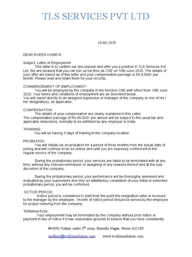 Tls Services PVT LTD | PDF | Civil Law (Legal System) | Employment