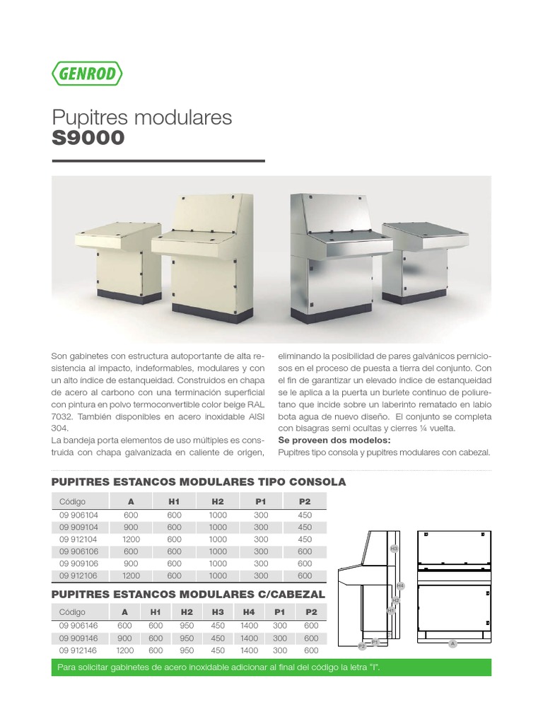 Pupitres - s9000 Genrod | PDF | Metales de transición | Ingeniería de Edificación