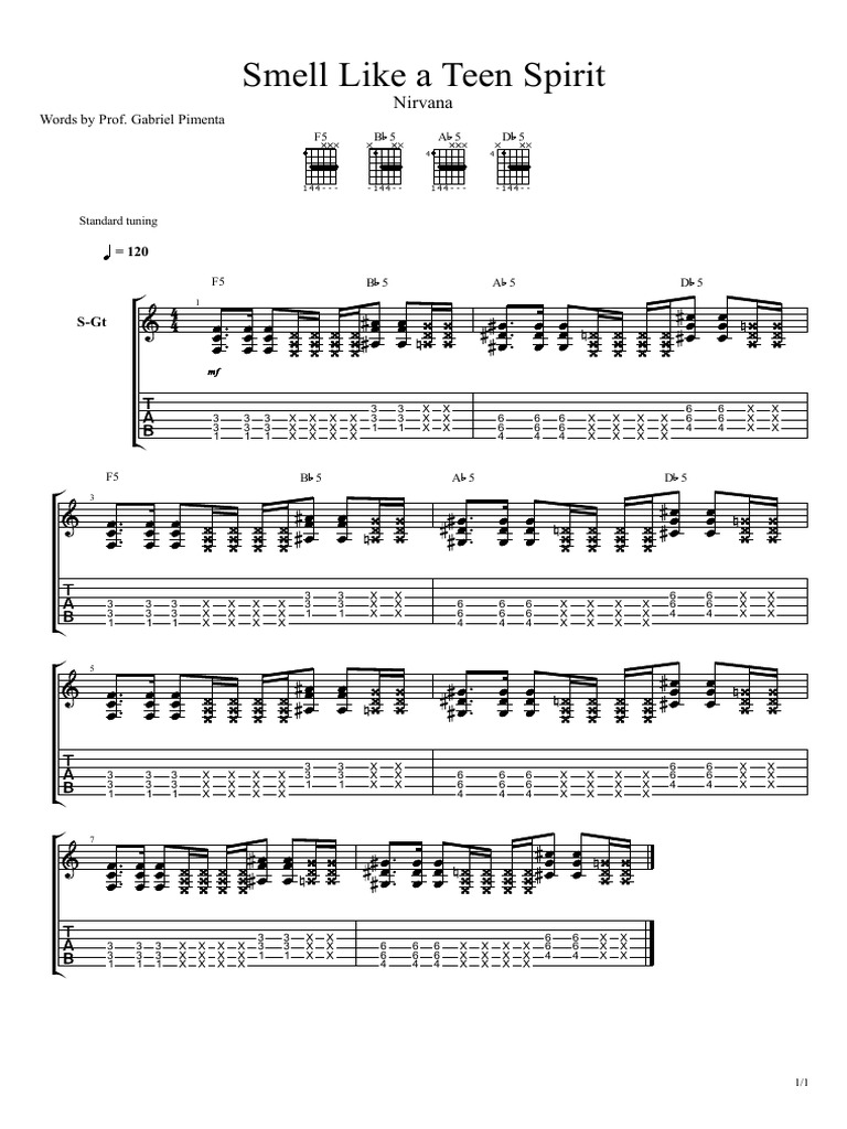 Smell Like A Teen Spirit (Riff) | PDF | Nirvana (Band) | Grunge