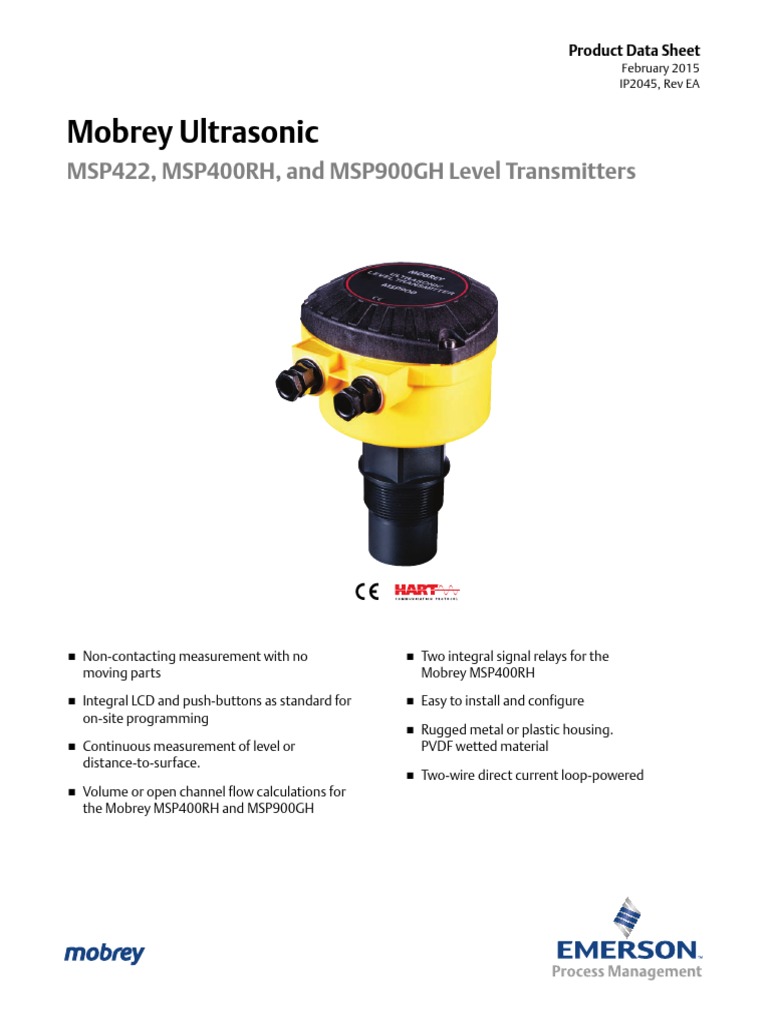 Mobrey Ultrasonic: MSP422, MSP400RH, and MSP900GH Level Transmitters ...