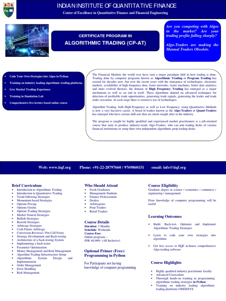 Algorithmic Trading (Cp-At) : Certificate Program in | PDF | Algorithmic Trading | High ...