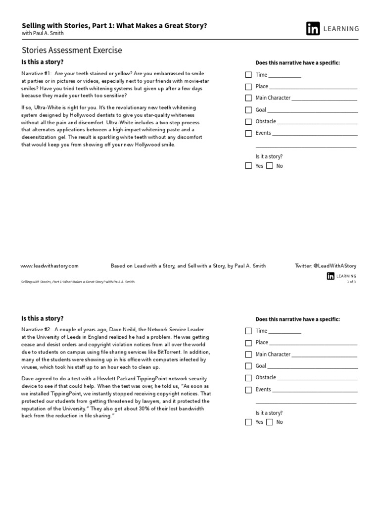 Stories Assessment Exercise | PDF | Business | Science