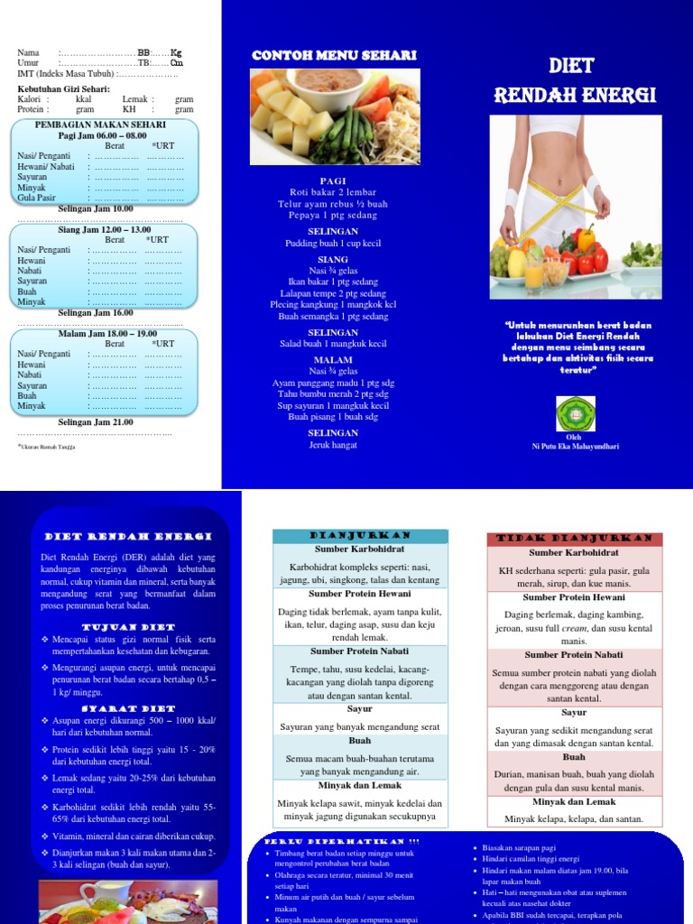 Rencana Diet Rendah Energi Sehari | PDF | Kesehatan Holistik