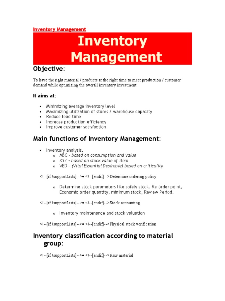 Inventory Management | PDF