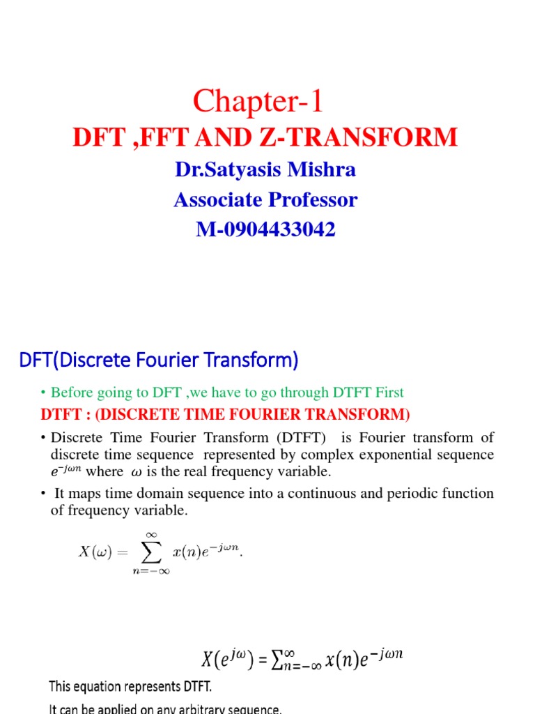 Chapter-1, DFT and FFT, Z-Transform | PDF | Discrete Fourier Transform | Fast Fourier Transform