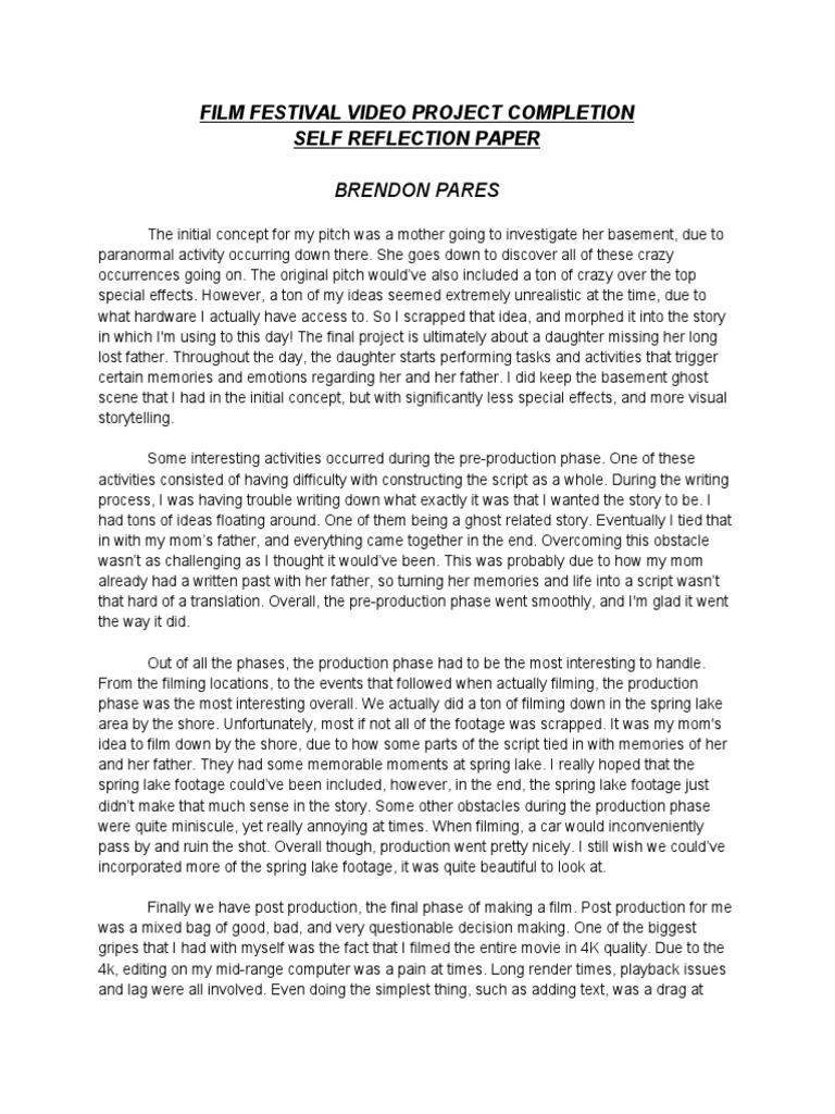 Film Project Reflection: Creative Journey | PDF | Voice Over | Filmmaking