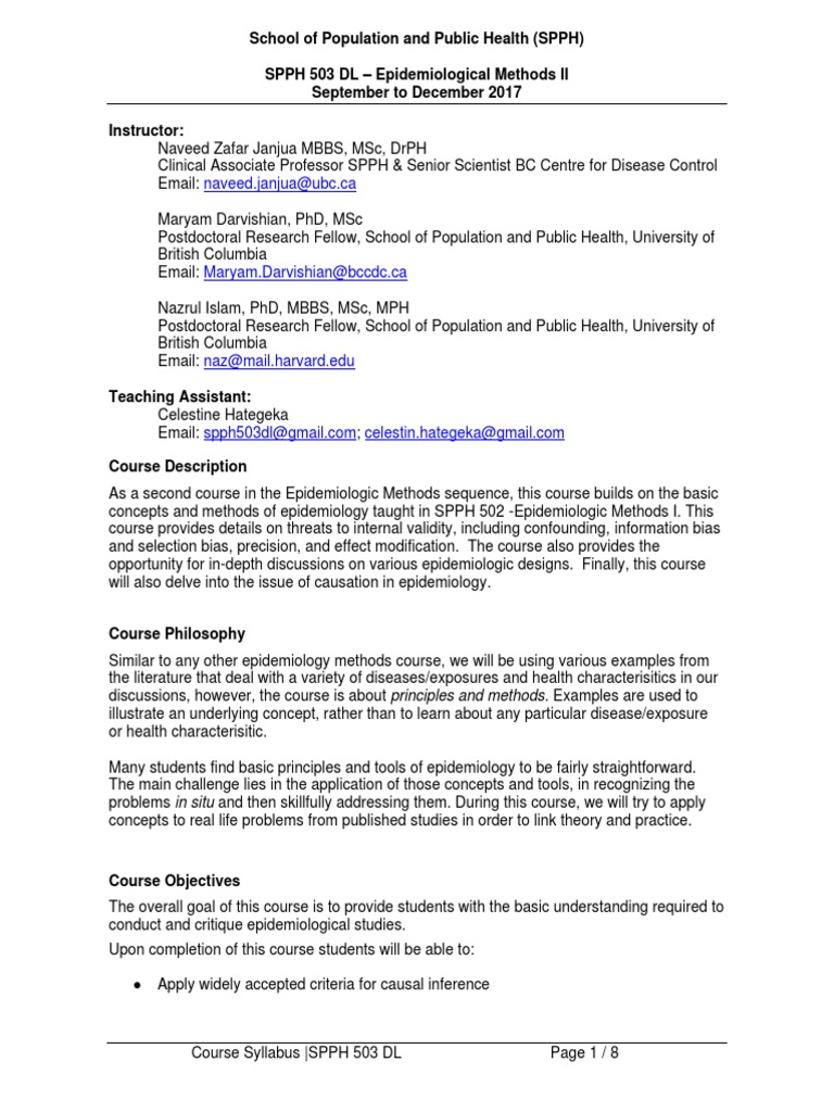 SPPH 503DL 2017 | PDF | Cohort Study | Confounding