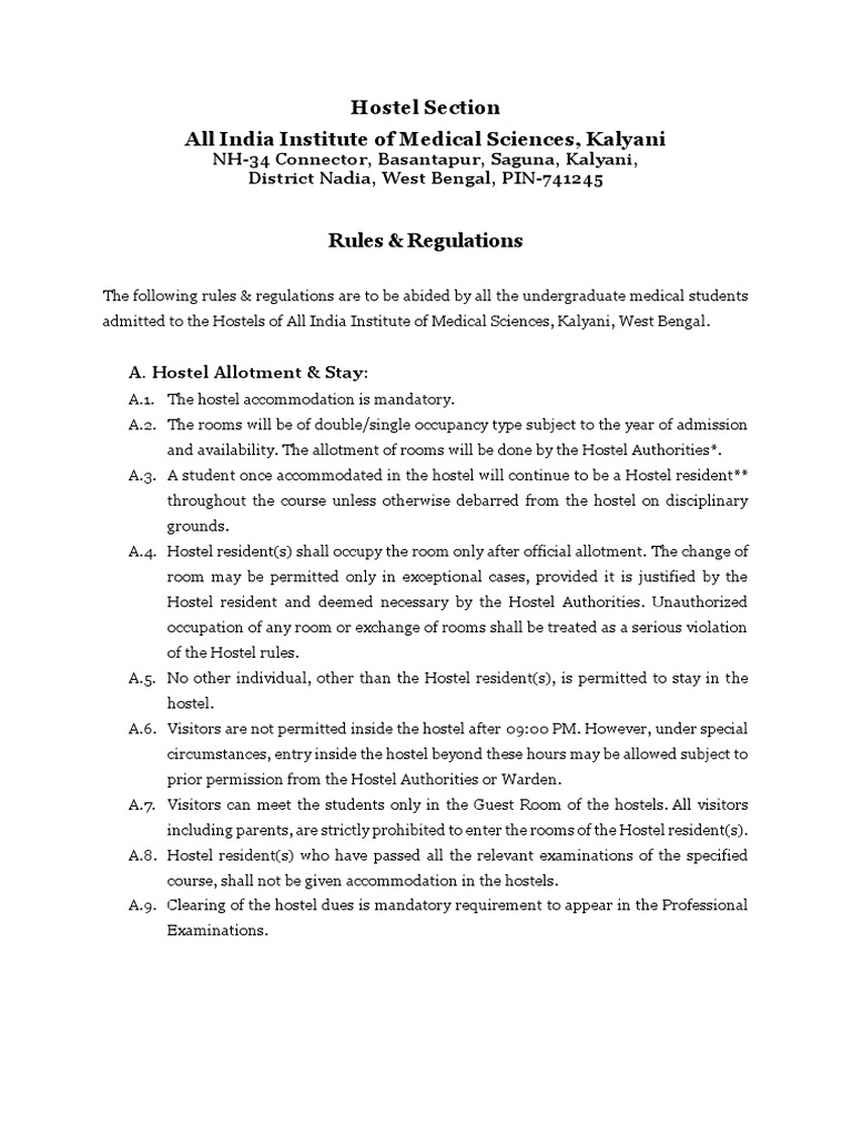 Hostel Rules | PDF | Justice | Crime & Violence