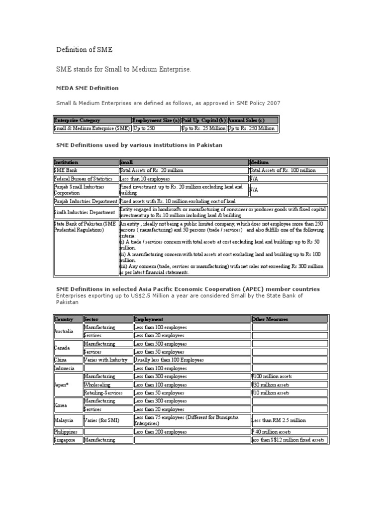 SME Stands For Small To Medium Enterprise | PDF | Monetary Policy | Taxes