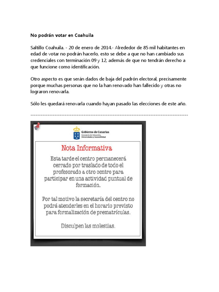 Notas Informativas Cortas | PDF