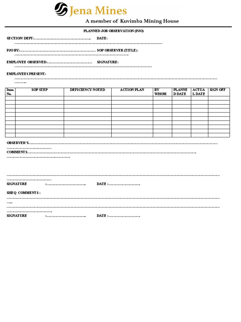 Pjo Form | PDF