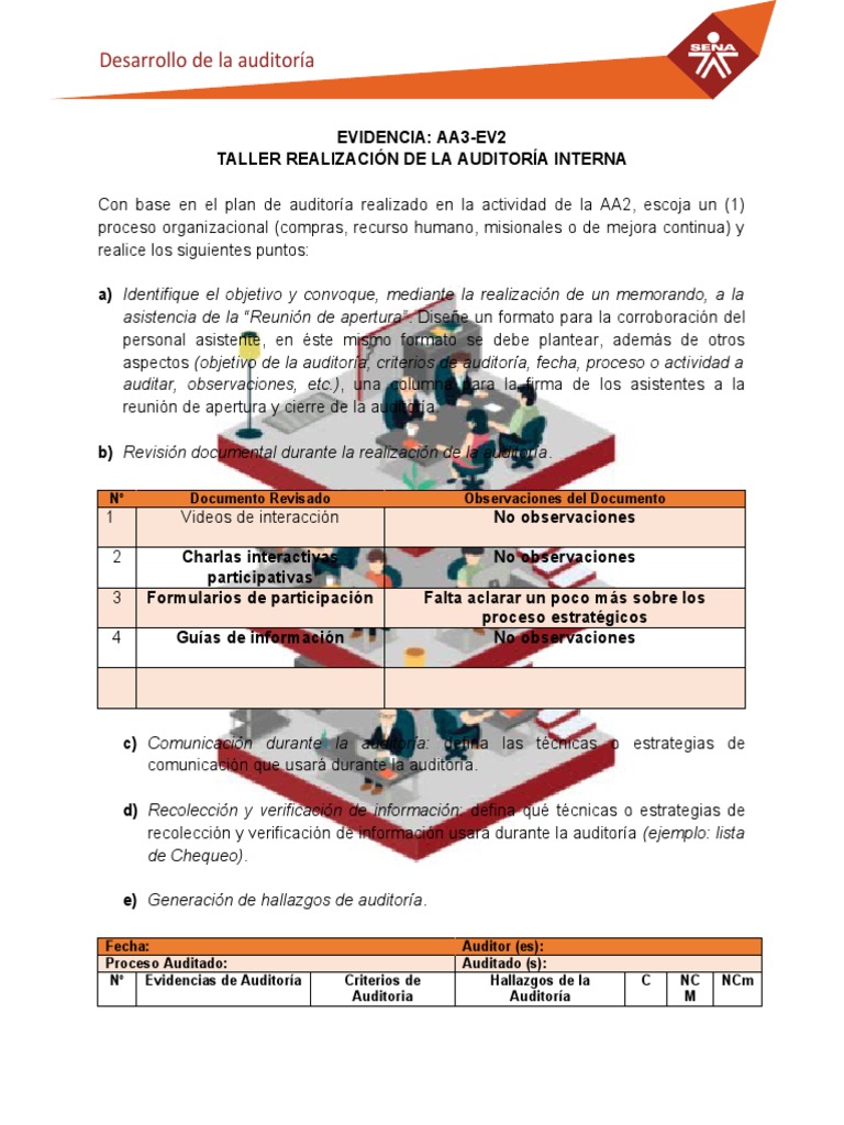 Formato Evidencia AA3 Ev2 Taller | PDF | Auditoría | Contralor