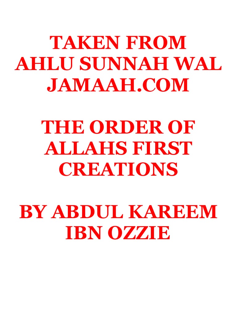 The Order of Allahs First Creations | PDF | Hadith | God In Islam